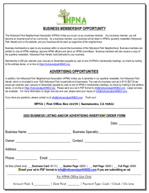 Fillable Online Business Membership Opportunities Fax Email Print - pdfFiller