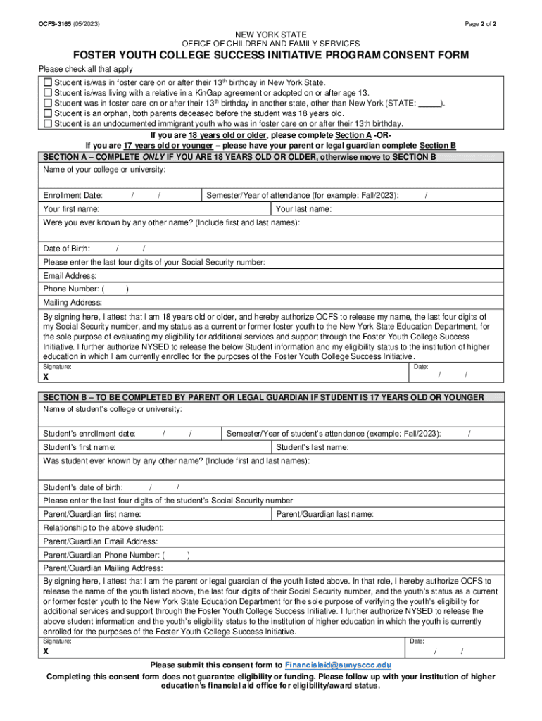 Fillable Online Foster Youth College Success Initiative Program Consent ...