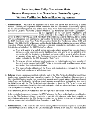 Fillable Online Written Verification Indemnification Agreement Fax ...