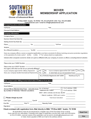 Fillable Online SMA Mover Membership Application Fax Email Print ...