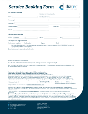 Fillable Online Service Booking Form Fax Email Print - pdfFiller
