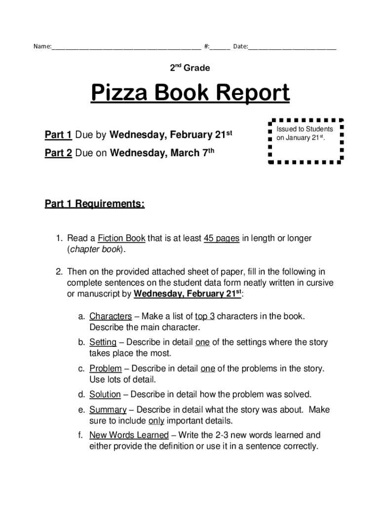 Fillable Online Pizza Book Report Fax Email Print - pdfFiller