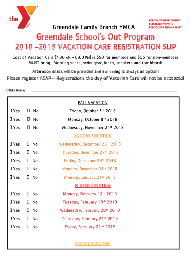 Fillable Online Greendale School's Out Program Fax Email Print - pdfFiller