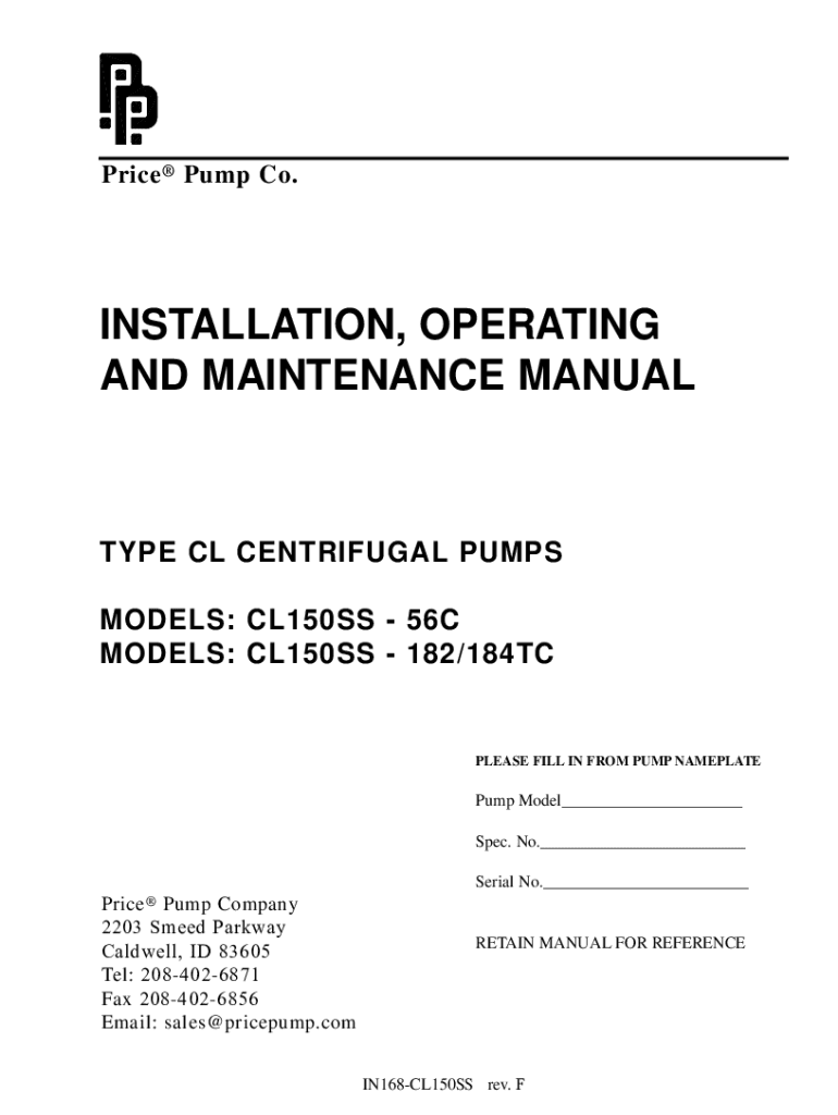 Fillable Online TYPE CL CENTRIFUGAL PUMPS Fax Email Print - pdfFiller