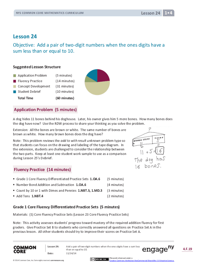 Fillable Online 1st Grade EngageNY Math - Module 4 Lesson 24 Add a pair ...