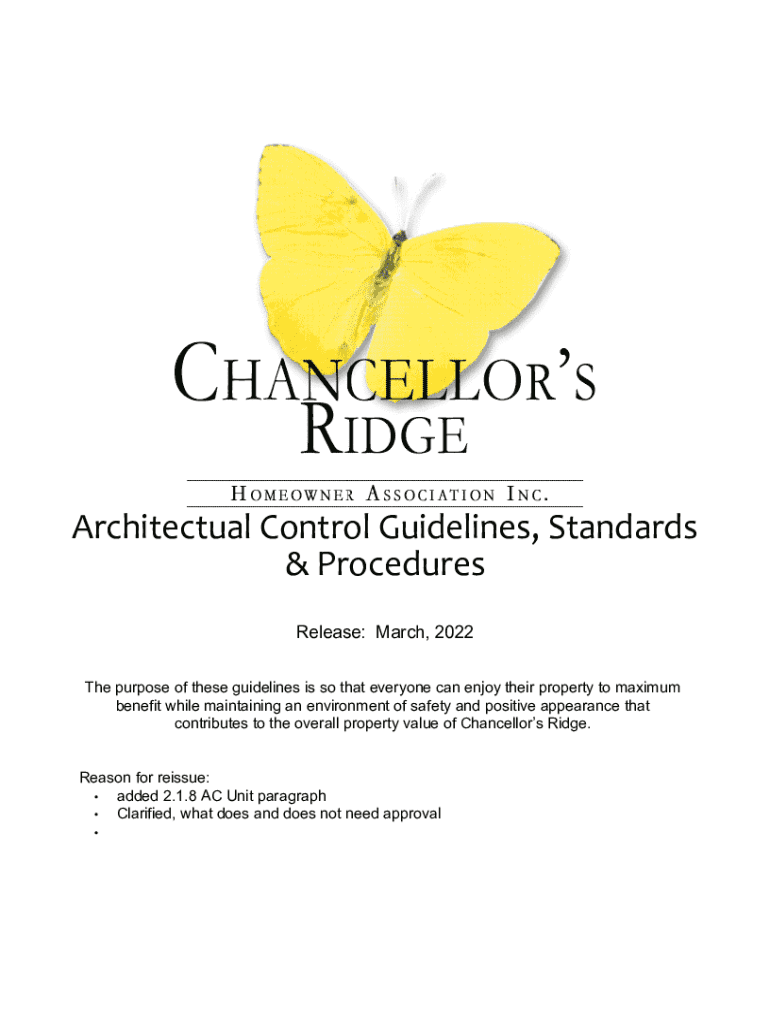 Fillable Online Architectual Control Guidelines, Standards & Procedures ...
