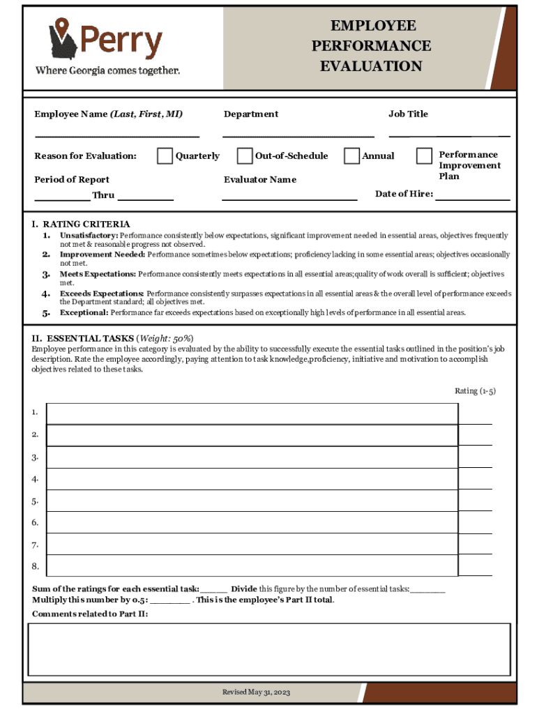 Fillable Online Rating Scales for Employee Performance Reviews Fax ...