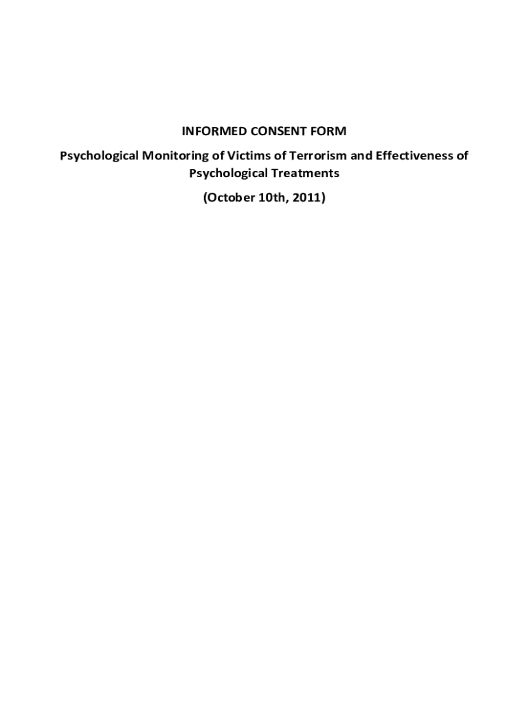 Fillable Online INFORMED CONSENT FORM Psychological Monitoring of ...