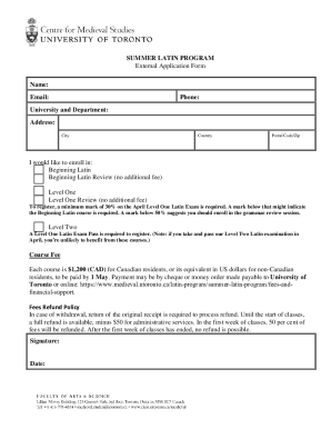 Fillable Online ASSESSMENT IN MEDIEVAL LATIN Application Form ... Fax ...