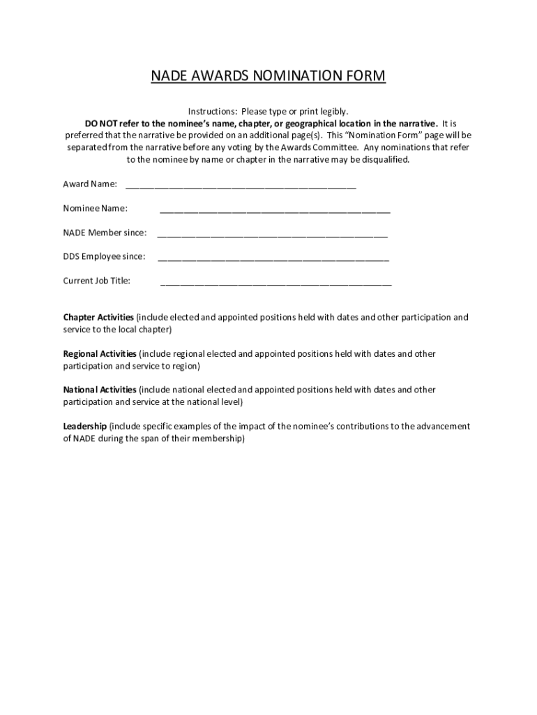 Fillable Online Call for Society Award Nominations Fax Email Print - pdfFiller