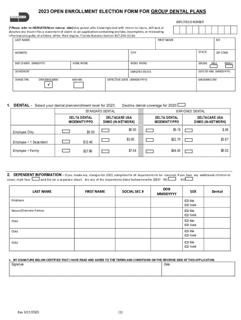 Fillable Online 2023 OPEN ENROLLMENT ELECTION FORM FOR ... Fax Email ...