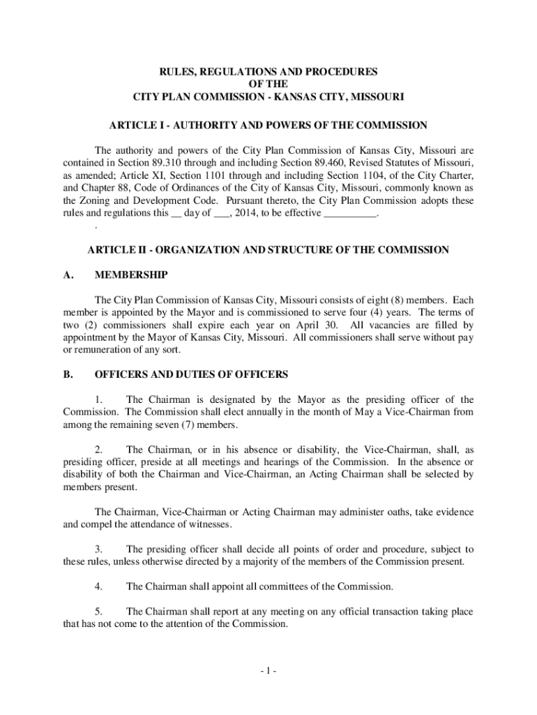 Fillable Online Rules, Regulations and Procedures of the City Plan ... Fax Email Print - pdfFiller