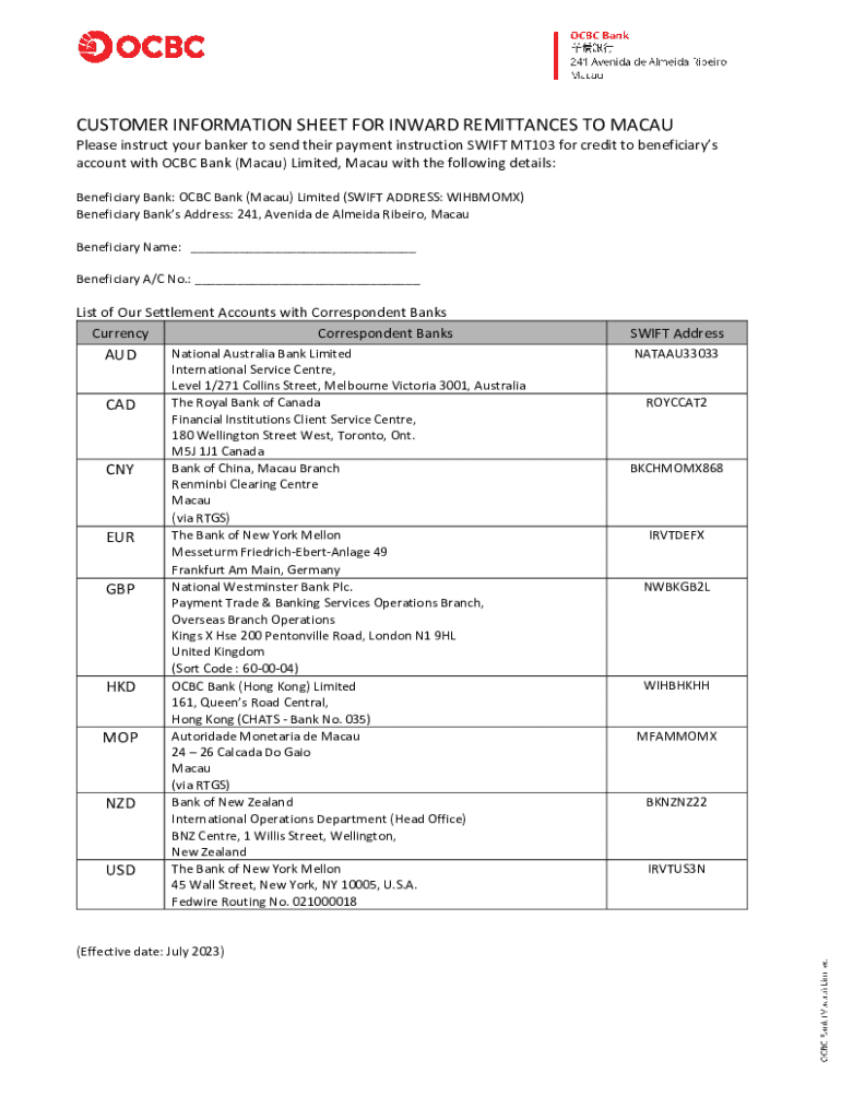 Fillable Online FOREIGN CURRENCY DEPOSIT INSTRUCTIONS FOR LOCAL BANKS ...