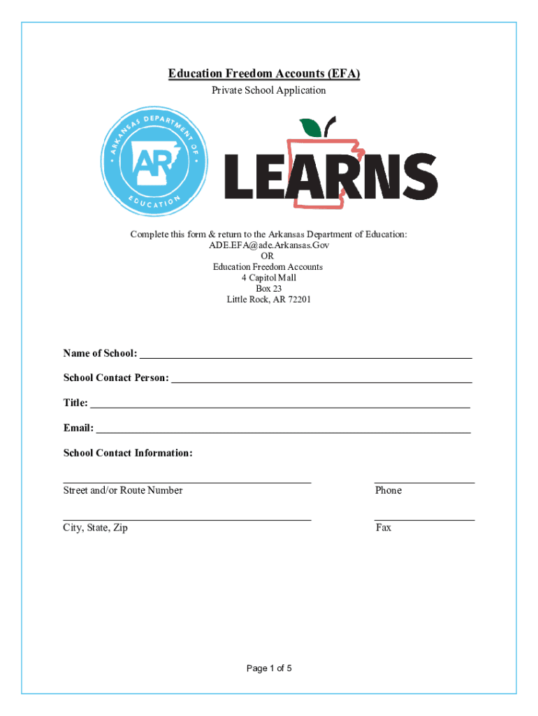 Fillable Online Education Freedom Accounts (EFA) - Private School ...