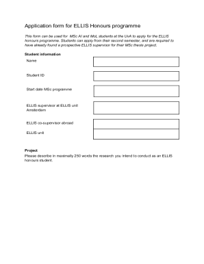 Fillable Online ivi fnwi uva Application form for ELLIS Honours ...