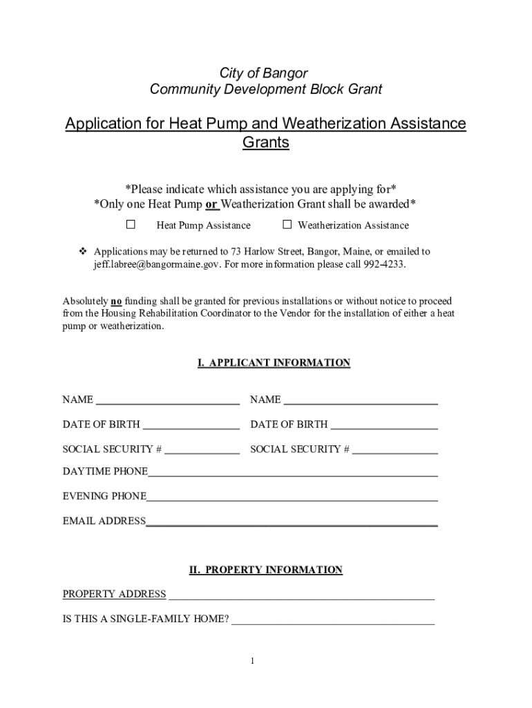 Fillable Online Application for Heat Pump and Weatherization Assistance ...