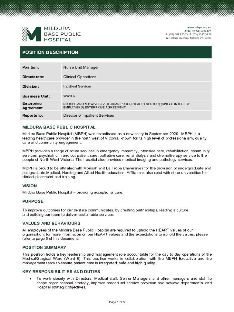 Fillable Online Position Description (PDF) Fax Email Print - pdfFiller