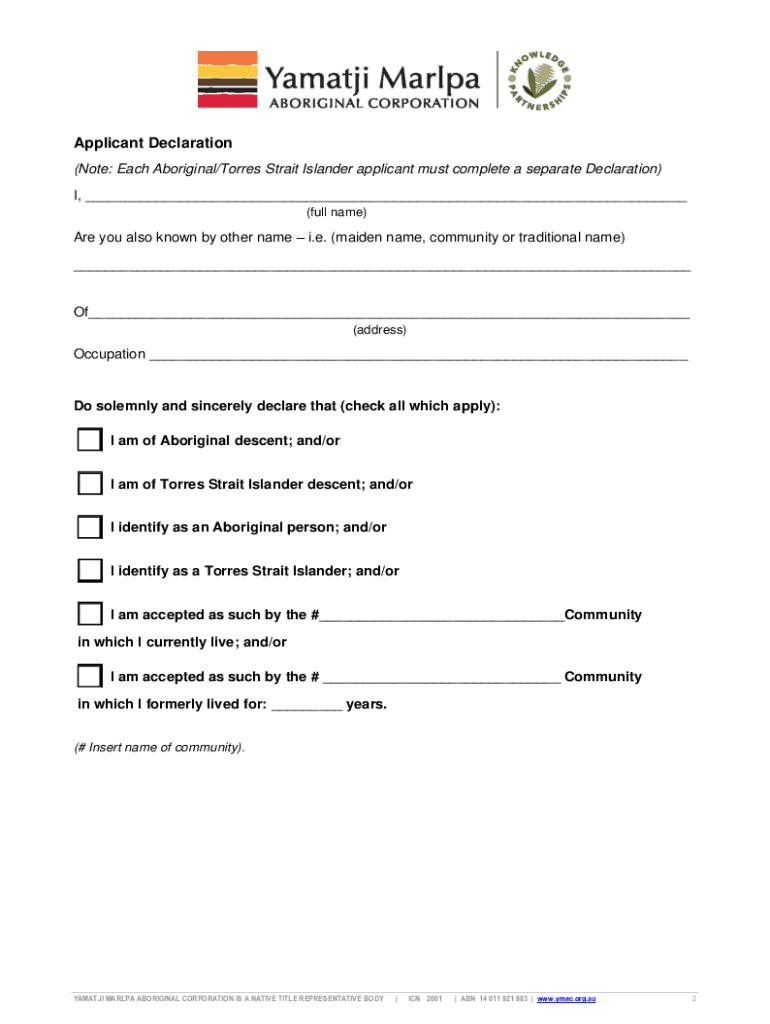 Fillable Online Confirmation of Aboriginal and/or Torres Strait ...