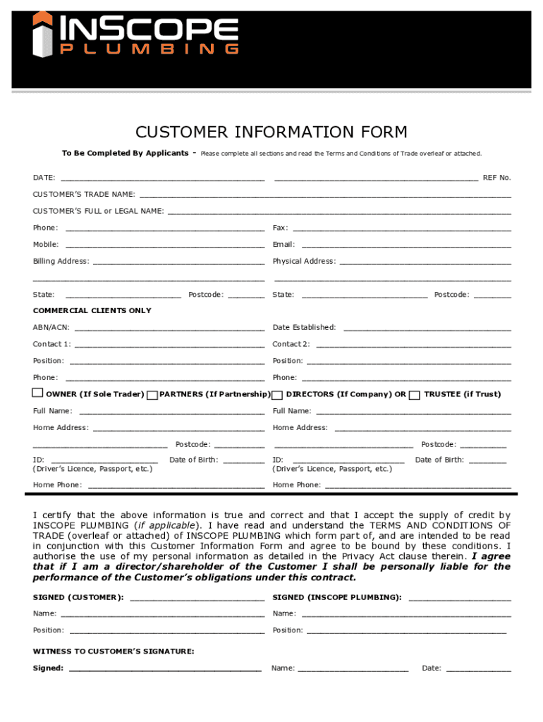 Fillable Online 2. Customer Information Form.doc Fax Email Print ...