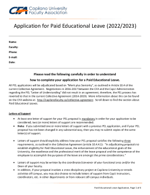 Fillable Online Application for Paid Educational Leave (2022/2023) Fax ...