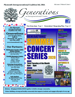 Fillable Online Generations Intergenerational Center - Plymouth, WI Fax Email Print - pdfFiller
