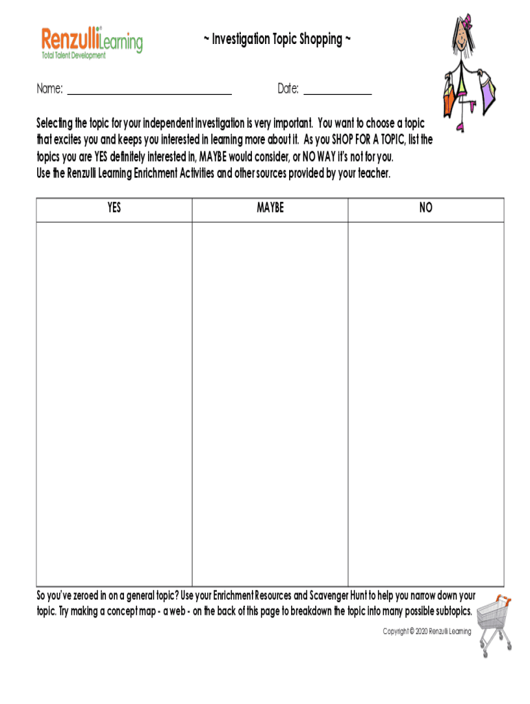 Fillable Online Topic Shopping Yes-No-Maybe Printable.docx Fax Email Print - pdfFiller
