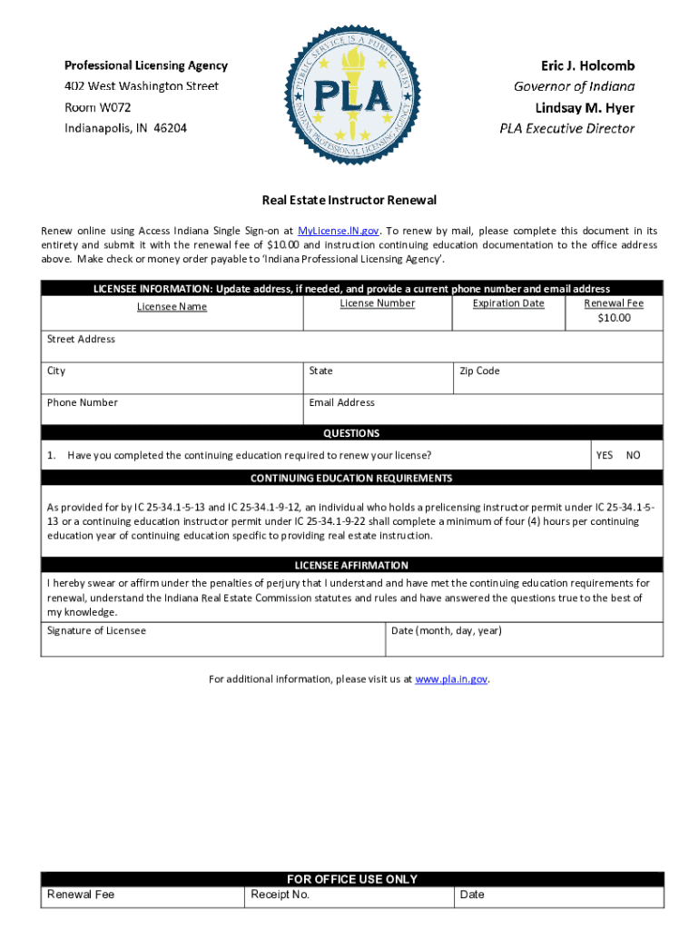 Fillable Online Generic RE Instructor Renewal Form Fax Email Print ...