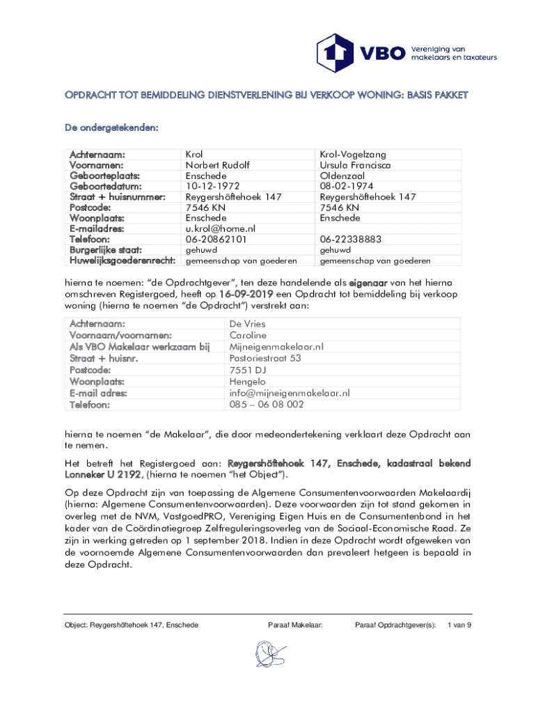 Invulbaar Online OPDRACHT TOT BEMIDDELING DIENSTVERLENING BIJ ... Faxnummer Email Afdrukken ...