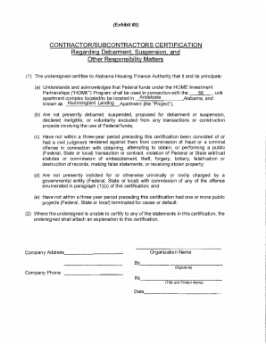 Fillable Online CONTRACTOR/SUBCONTRACTORS CERTIFICATION ... Fax Email ...