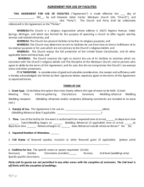 Fillable Online Facility Use Request / Agreement Form Fax Email Print ...