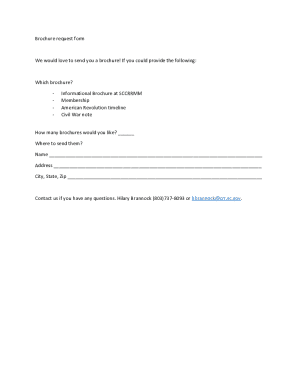 Fillable Online crr sc Brochure request form Fax Email Print - pdfFiller