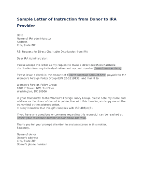 Sample IRA QCD Letter-Brown University Doc Template | pdfFiller
