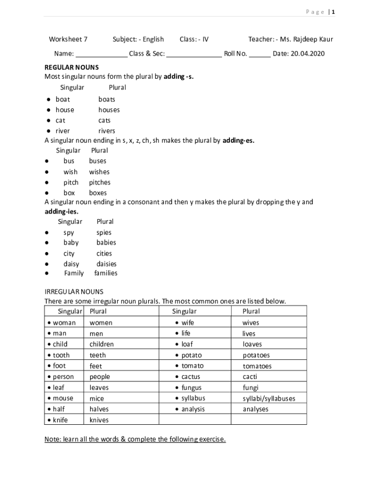 Fillable Online Worksheet-7 Subject: - English Class: - VIII Teacher Fax Email Print - pdfFiller