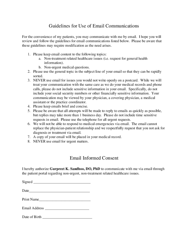 Fillable Online Do's and Dont's of Doctor-Patient Email Communication ...