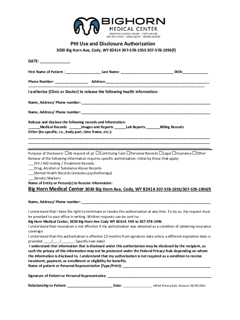 Fillable Online PHI-Use-and-Disclosure-Releasing-Information.pdf Fax ...