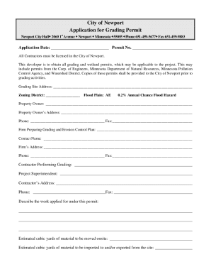 Fillable Online Application for Grading Permit Fax Email Print - pdfFiller