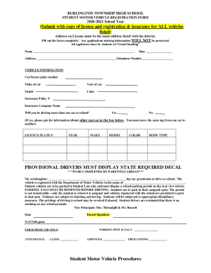 Fillable Online student motor vehicle registration form Fax Email Print ...