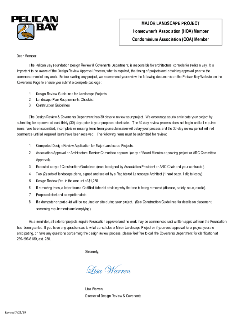 Fillable Online Re: Design Review and Approval Landscape Project Fax ...