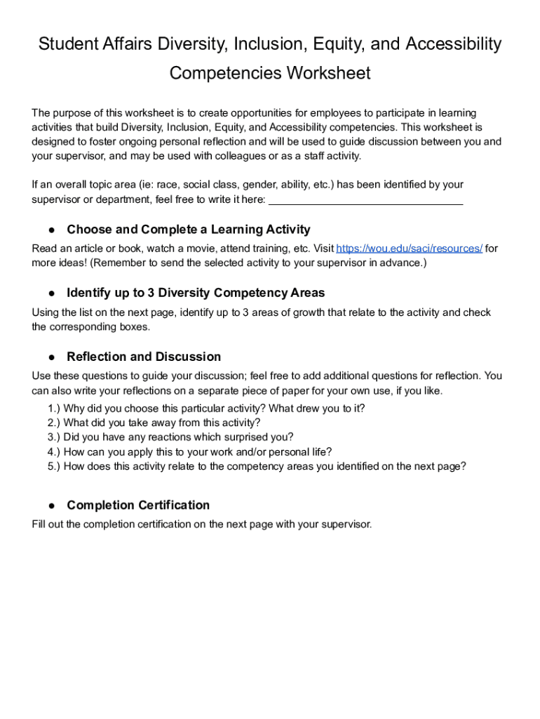 Fillable Online Accessible Competencies Worksheet Fax Email Print ...