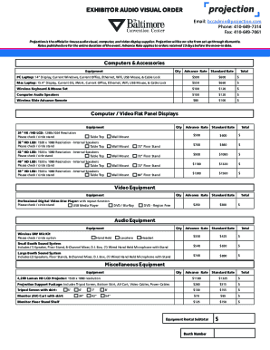 Fillable Online EXHIBITOR AUDIO VISUAL FORM Fax Email Print - pdfFiller