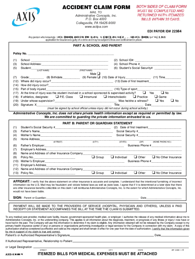 Fillable Online AXIS Accidental Death & Dismemberment Claim Form ...