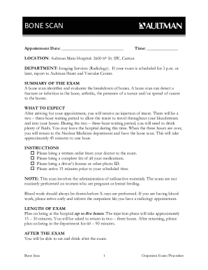 Fillable Online Bone Scan. A bone scan identifies and evaluates the ...