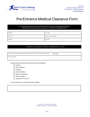 Fillable Online ATCCC PRE-ENTRANCE MEDICAL CLEARANCE FORM Fax Email ...
