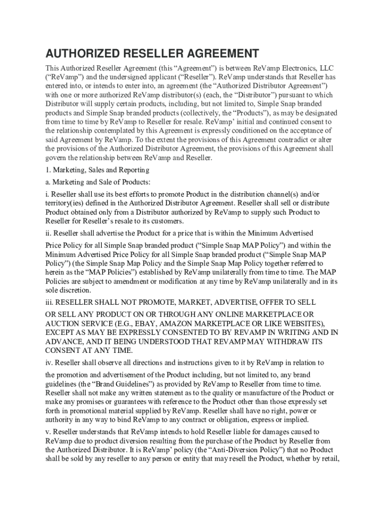 Fillable Online Reseller Agreement: What You Need to Know Fax Email ...