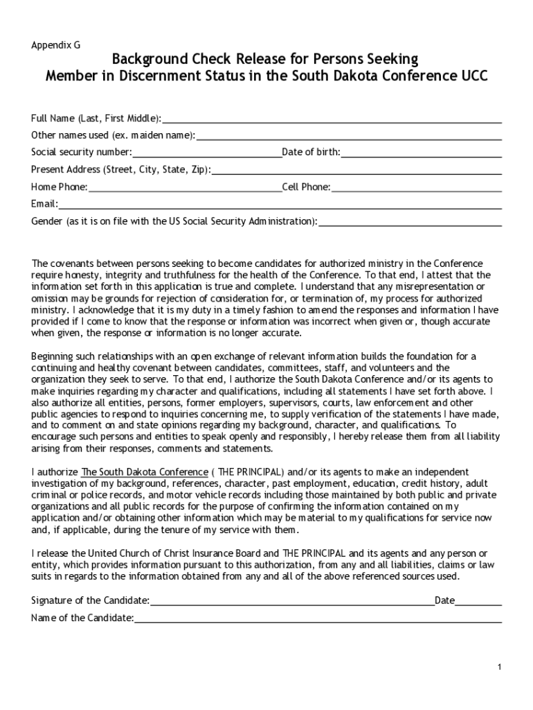 Fillable Online Background Check Release for Persons Seeking Member in ...