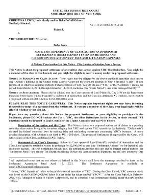 Fillable Online YRC - Long Form NoticeFINAL Fax Email Print - pdfFiller