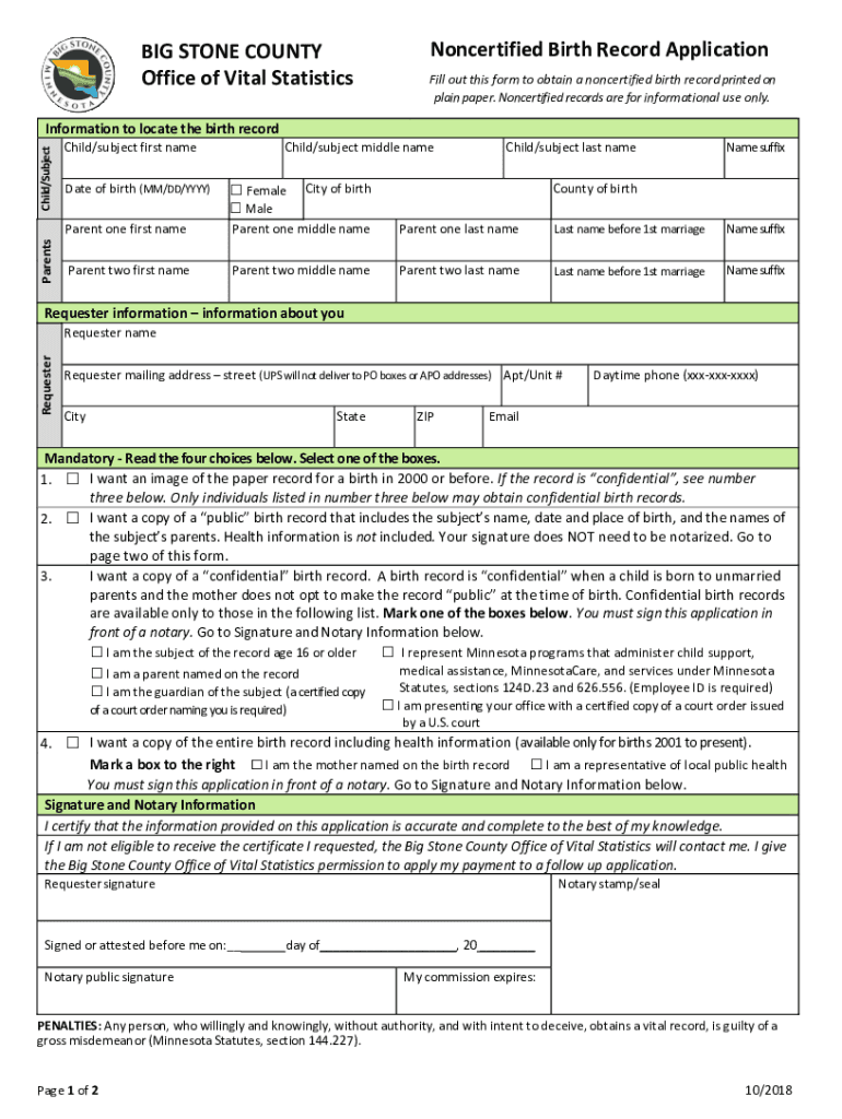 Fillable Online Birth Certificate - RECORDS Fax Email Print - pdfFiller