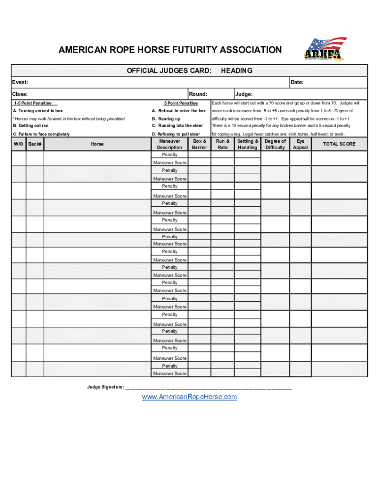 Fillable Online American Rope Horse Futurity Association: Home Fax Email Print - pdfFiller