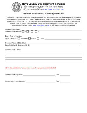 Fillable Online Commissioner Acknowledgement Form Fax Email Print ...