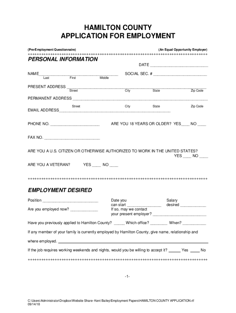 Fillable Online application for civil service examination or employment ...